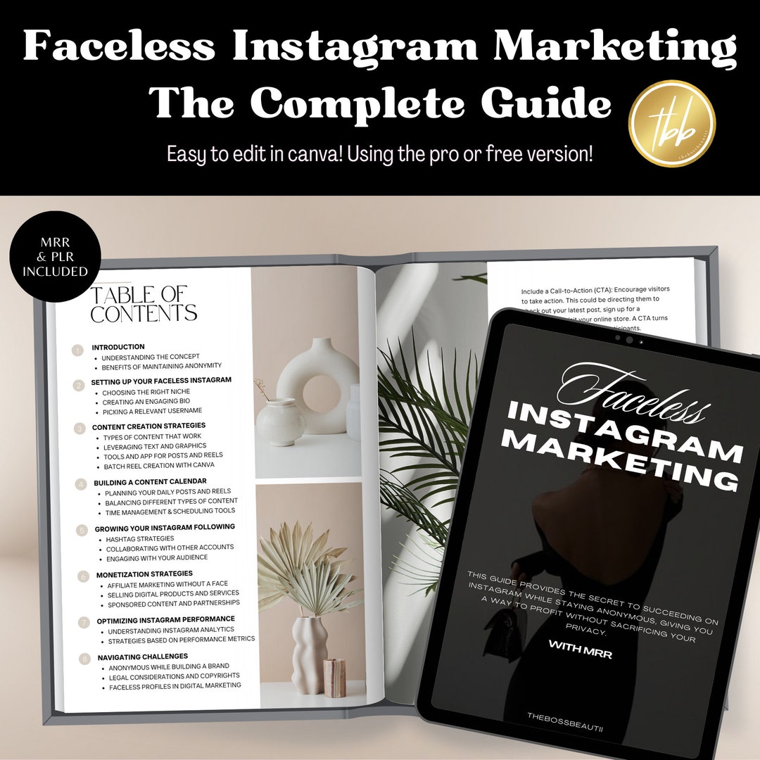 MRR Faceless Instagram Marketing Guide With Master Resell Rights MRR & Private Label Rights PLR ...