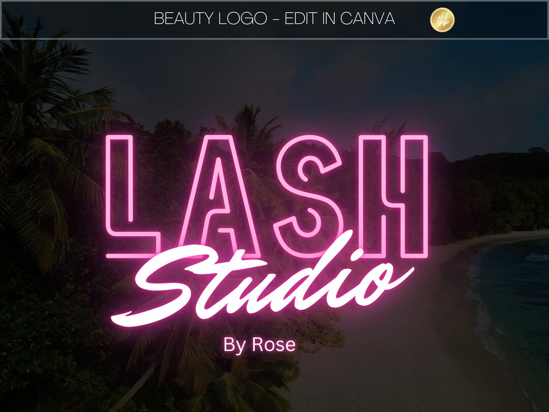 Neon PINK LASH DIY Logo , Lash Logo Design, Logo, Eyelash Premade Logo ...
