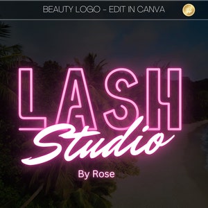Neon PINK LASH DIY Logo , Lash Logo Design, Logo, Eyelash Premade Logo ...