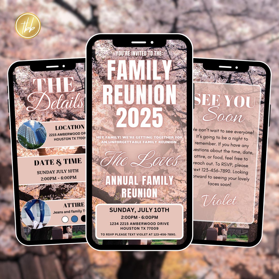 Family Reunion Invite, Family Reunion Invitation Evite, Family Get ...