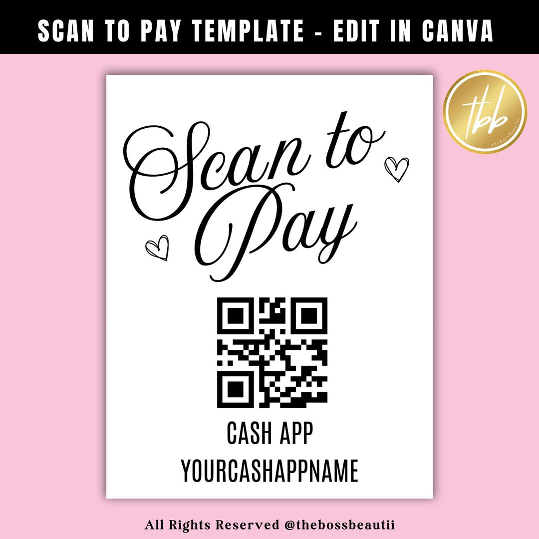 Scan to Pay, Scan to Pay Template, QR Code Payment, Printable Sign ...