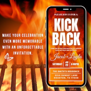 Kick Back Party Invitation, Digital Video Invite, Text Message Evite ...