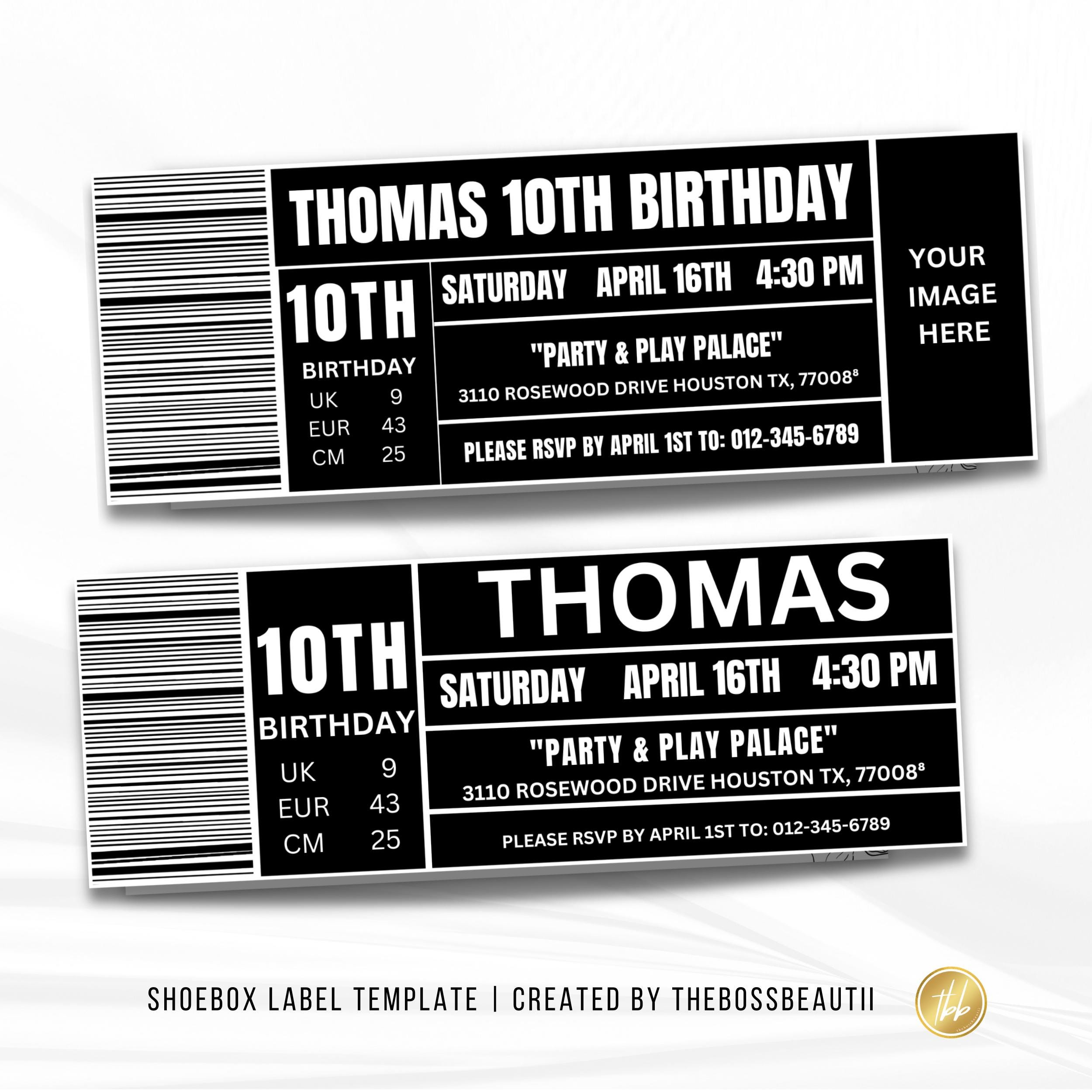 Shoe Box Label Template, Sneaker Box Template, Shoe Box SVG, Party ...