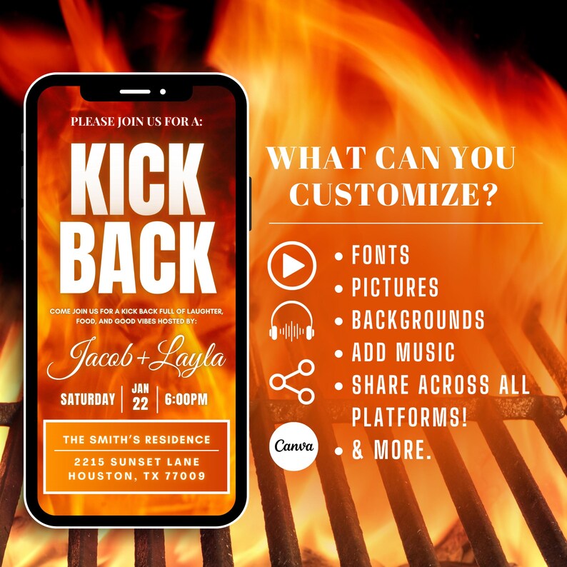 Kick Back Party Invitation, Digital Video Invite, Text Message Evite ...