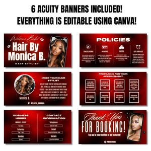 Red Acuity Scheduling Template, Edit in Canva, DIY Website Banners, MUA ...