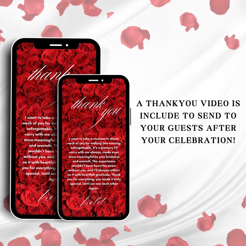 44th Red Rose Birthday Digital Invitation, Elegant Floral Birthday ...