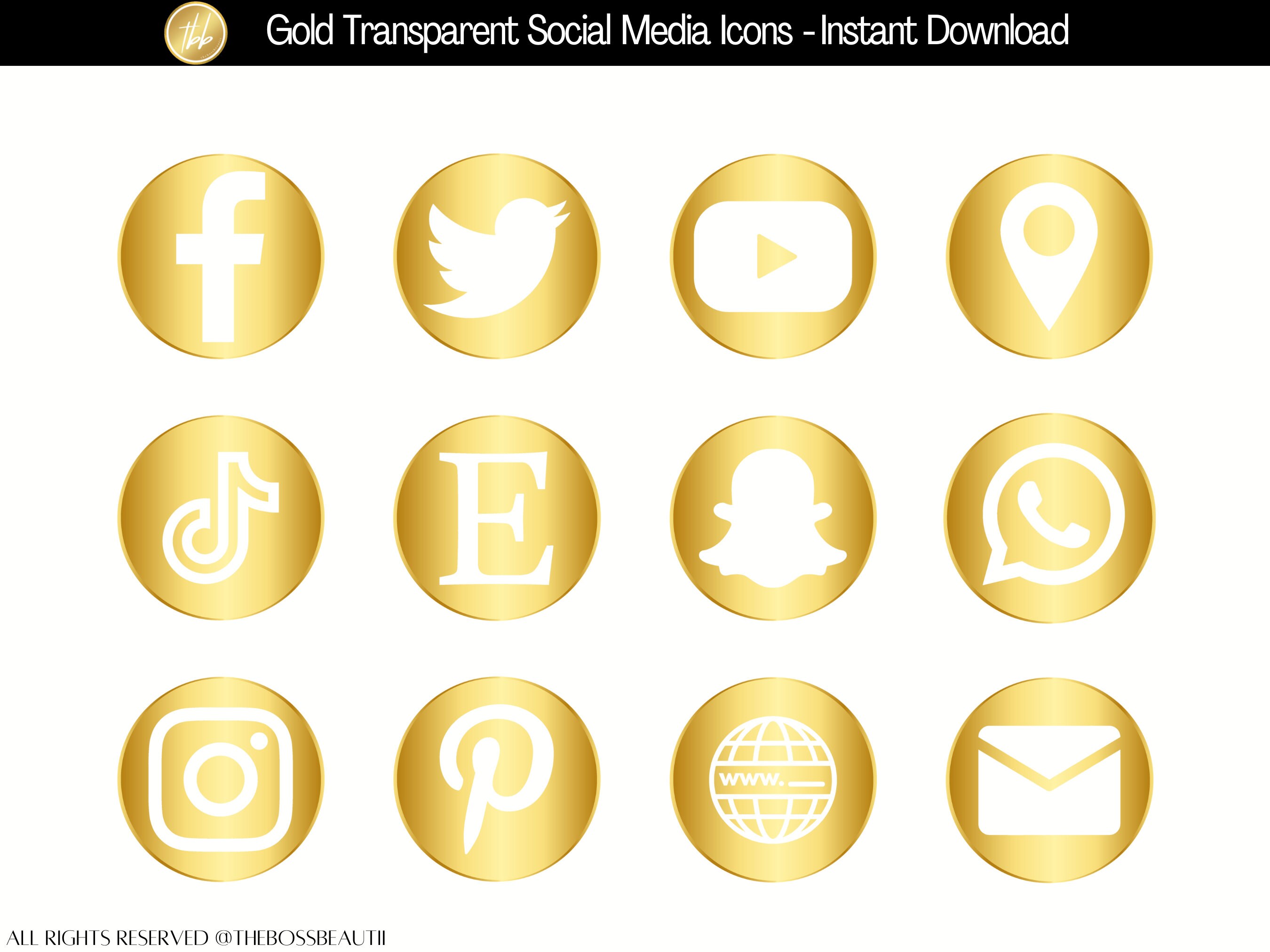 GOLD TRANSPARENT SOCIAL Media Icons Social Media Clipart - Etsy