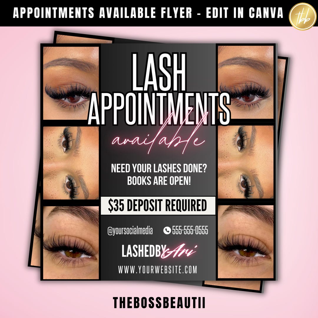 Lash Tech Flyer, Edit in Canva, DIY Flyers, Beauty Flyers, Lash ...