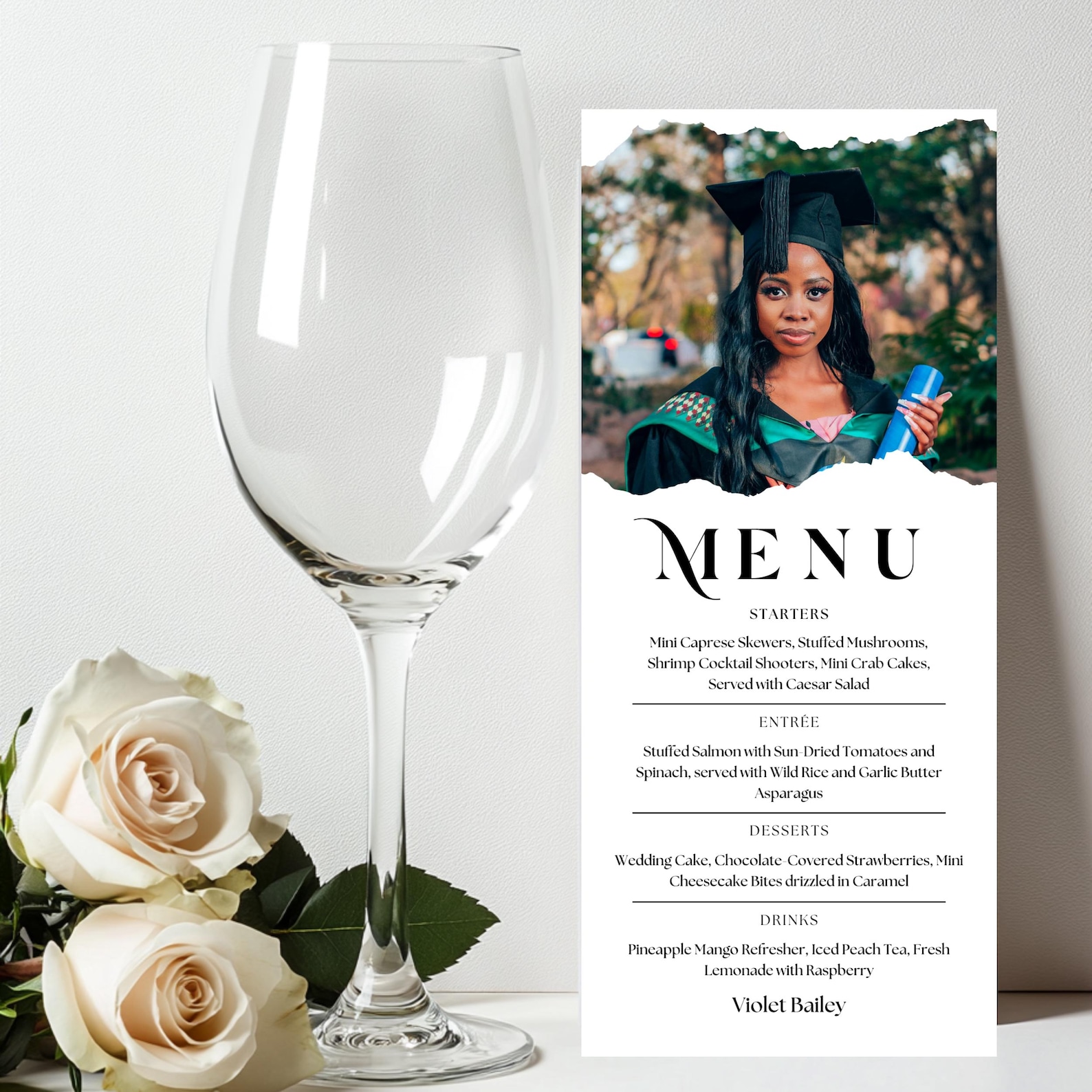 Graduation Menu Template, Graduation Party Menu Template, Elegant Menu ...