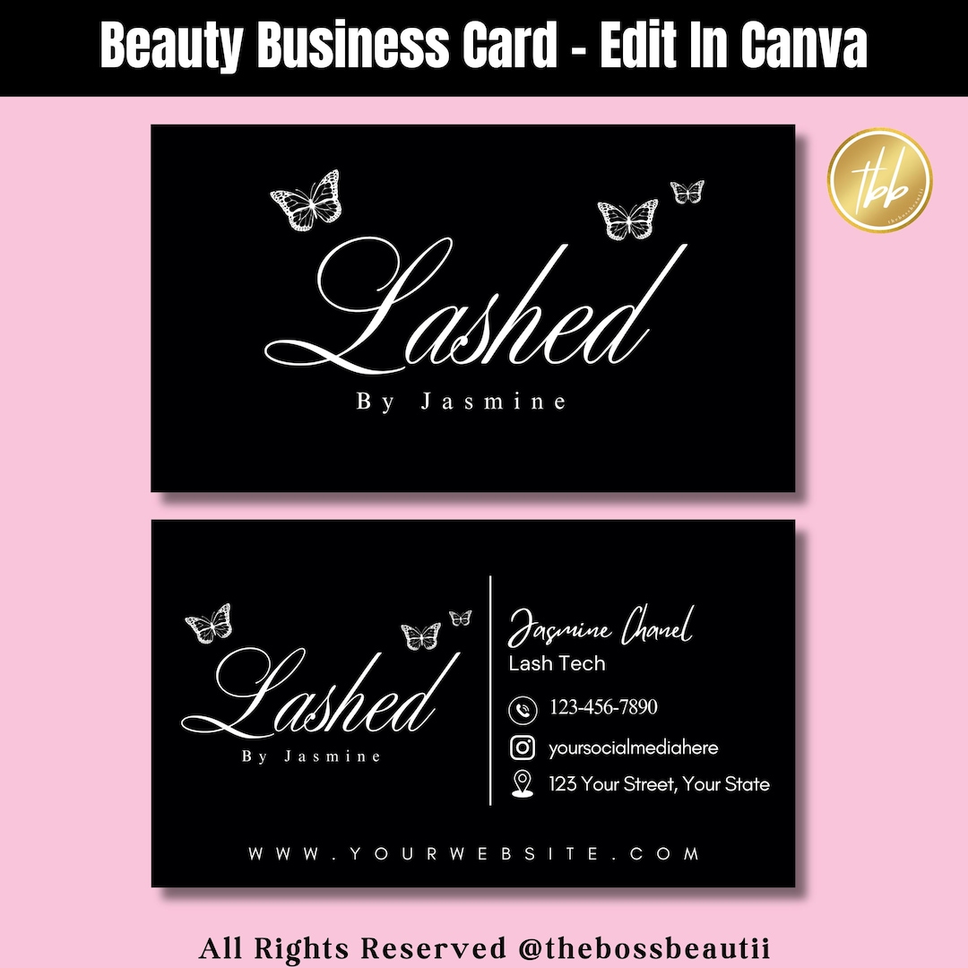Lash Tech Business Card Template, Digital Download, Edit in Canva, QR ...