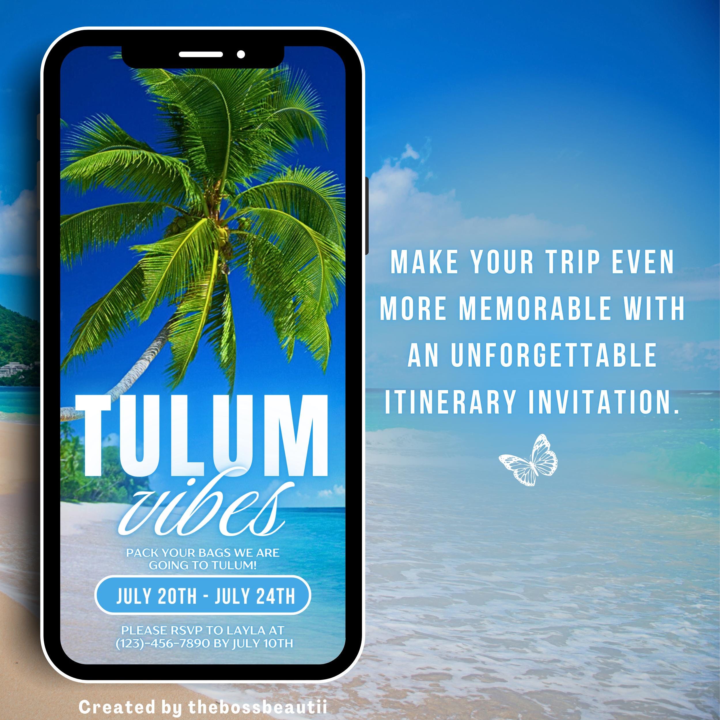 Tulum Itinerary Invitation, Beach Evite, Itinerary Invitation, Birthday ...