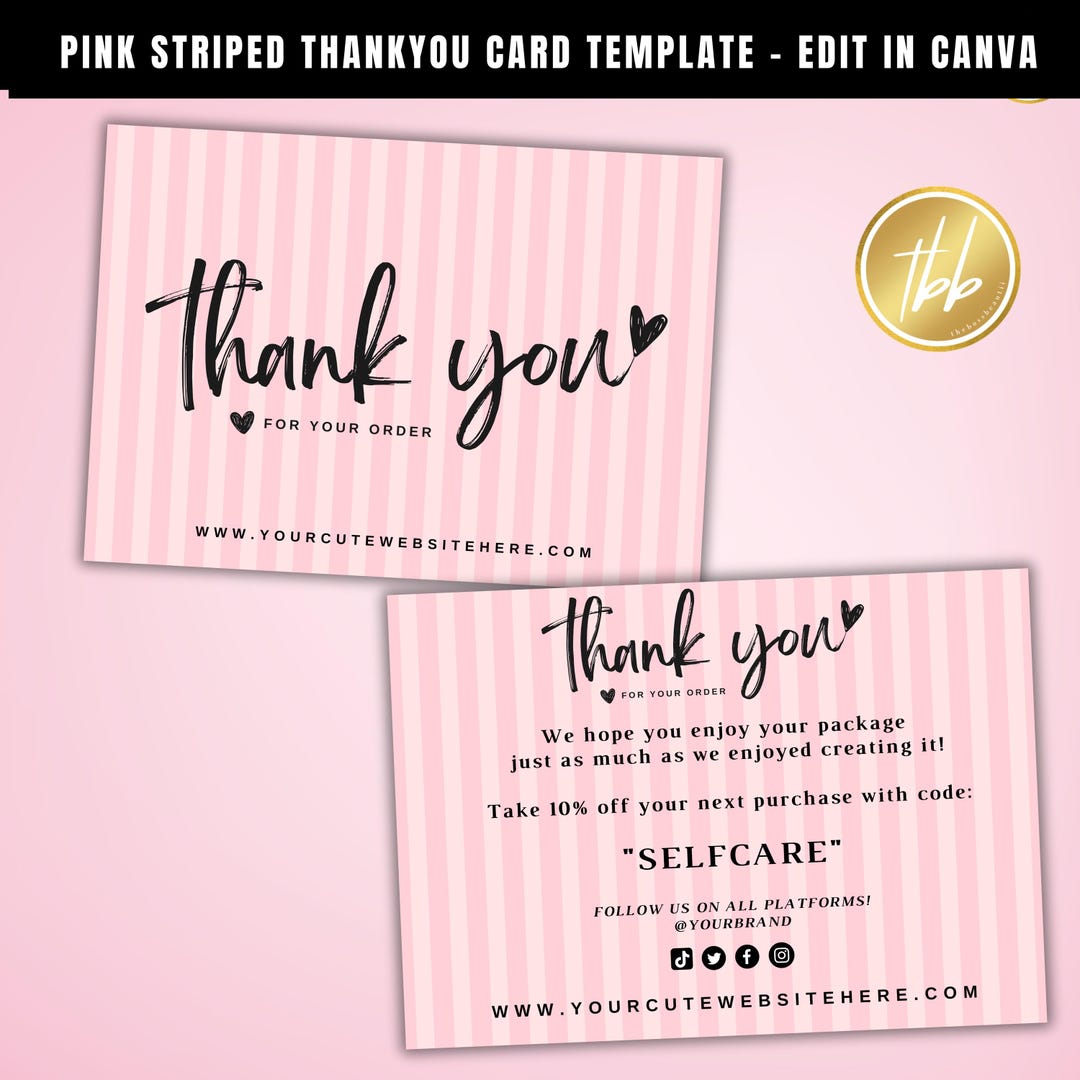 Thank You Card Digital Download, Easy to Edit, Canva, Hairstylist, Nail ...