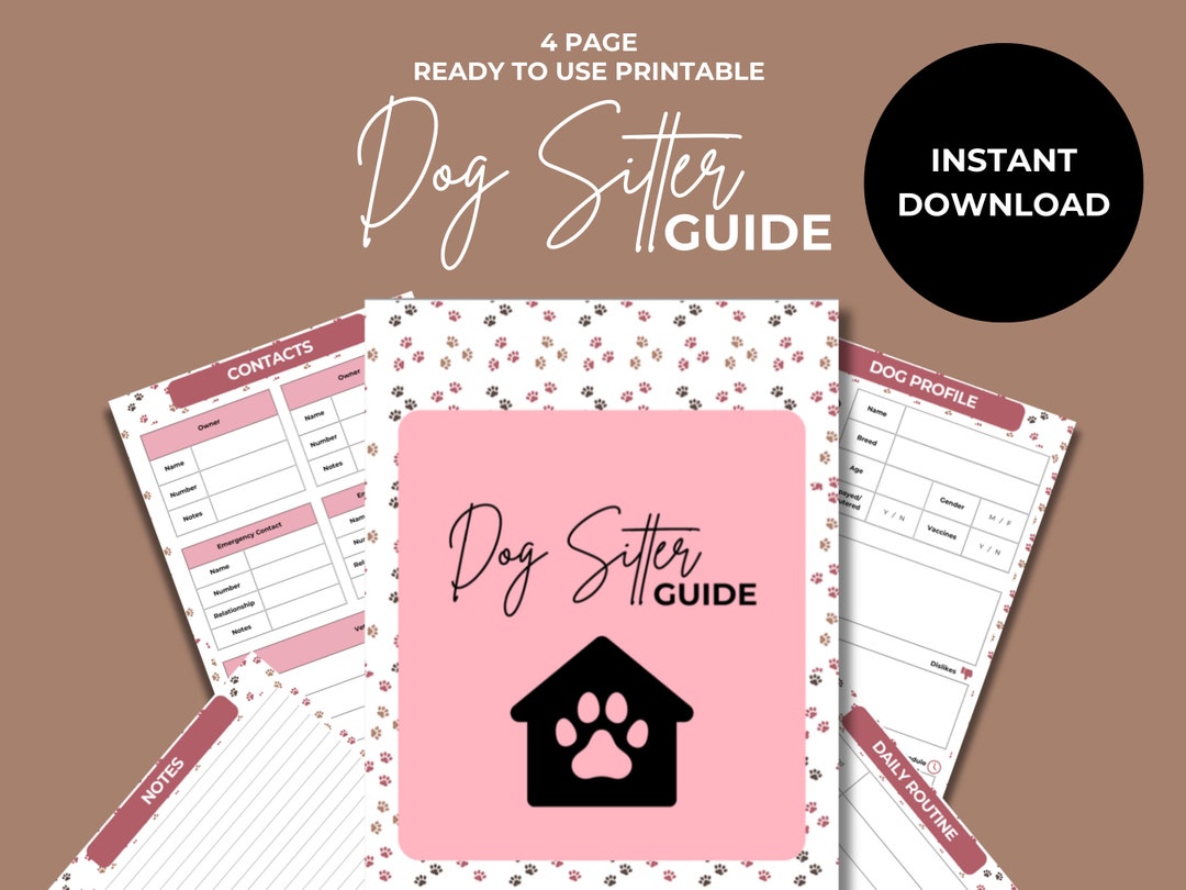 Dog Sitter Guide | Printable and Fillable Digital Download for Petcare ...