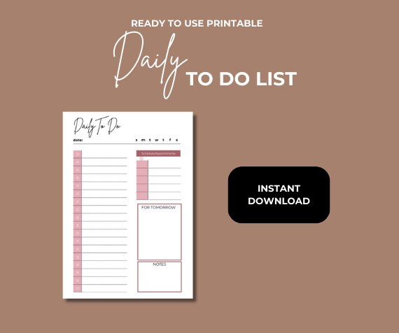 Printable Daily To-do List | Work From Home Daily Planner | Digital To ...