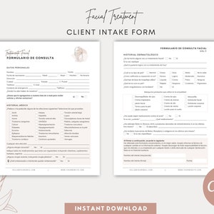 SPANISH (ESPAÑOL) - Facial Treatment Forms - Editable Esthetician ...
