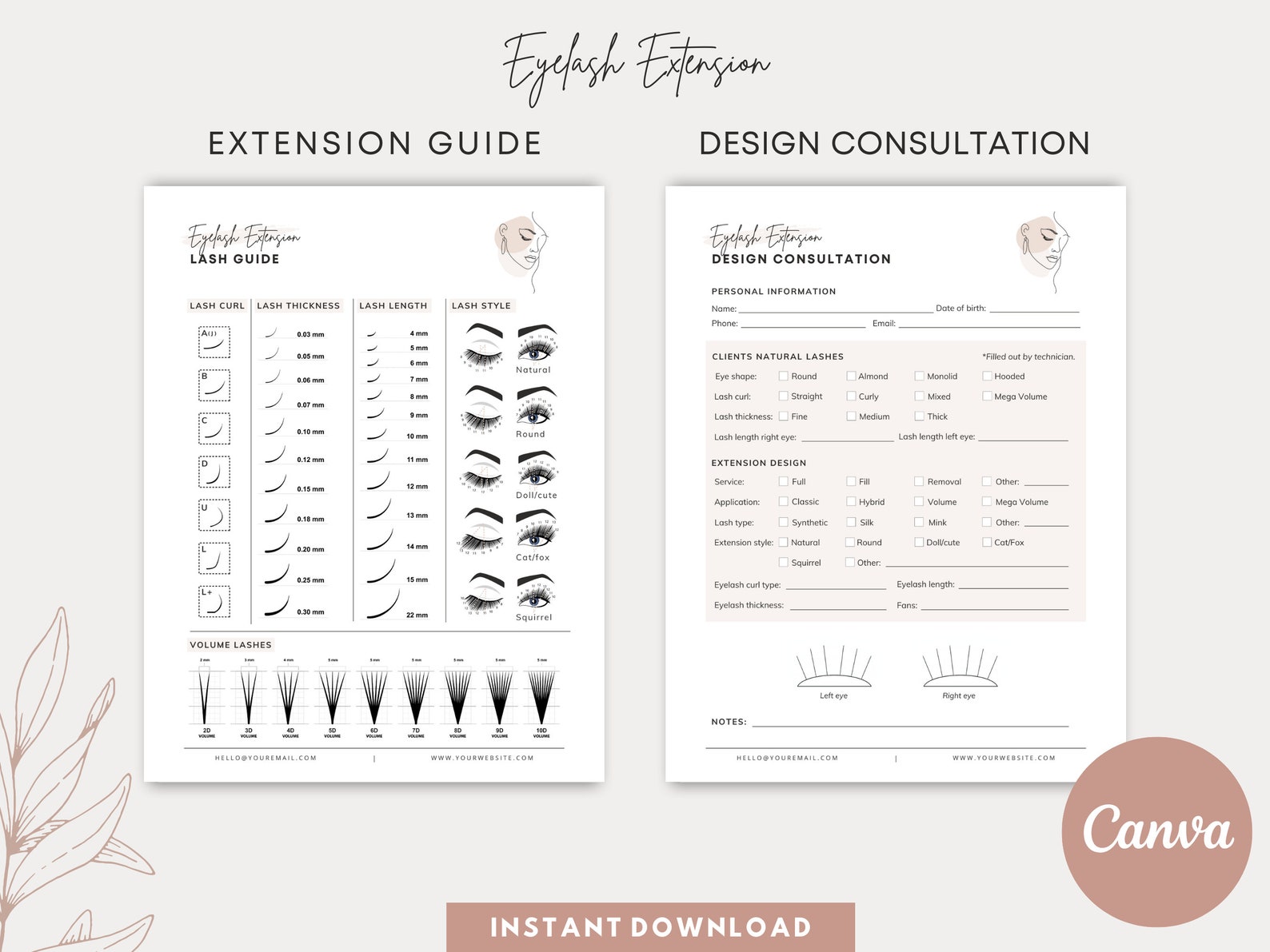 Eyelash Extension Forms - Editable Lash Consent Template, Lash Tech ...