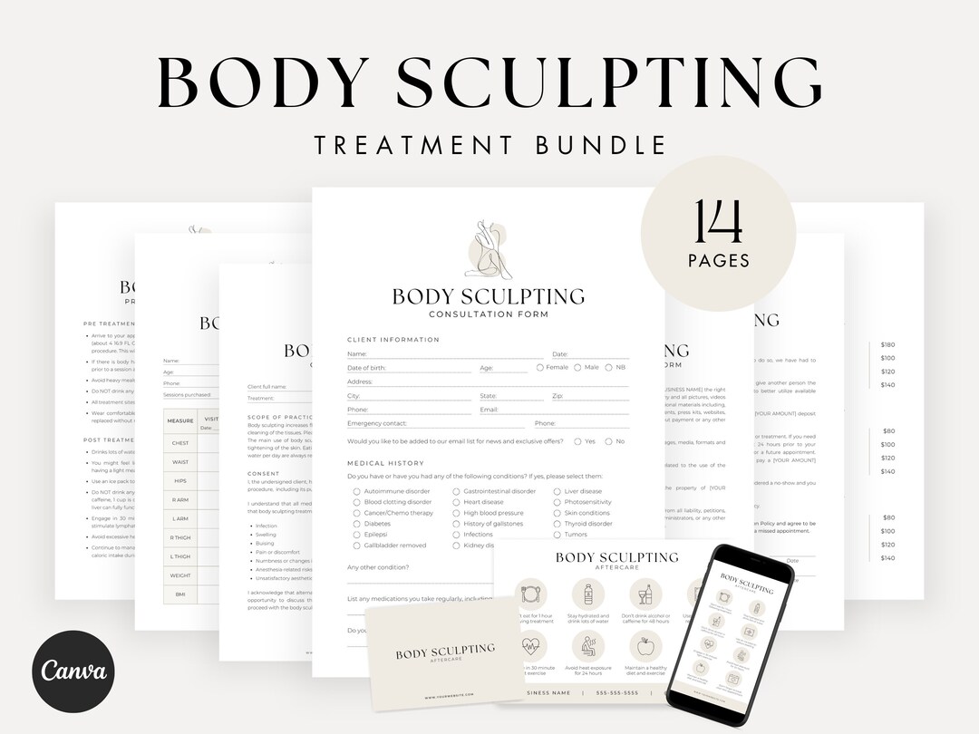 Body Sculpting Intake Forms - Editable Body Contouring Consultation ...