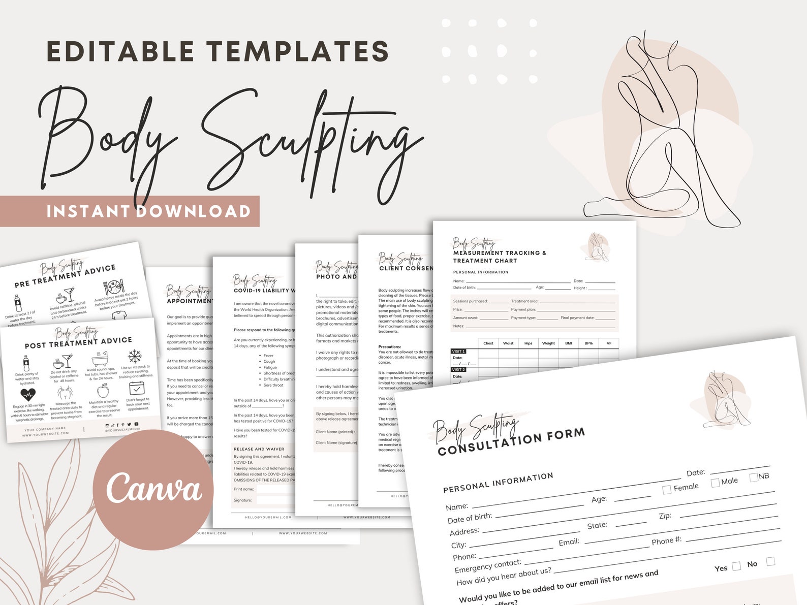 Body Sculpting Intake Forms Editable Body Contouring - Etsy