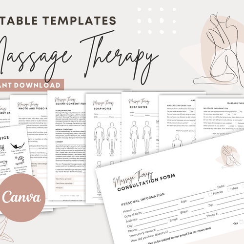 Editable Massage Therapist Forms Bundle Esthetician Forms - Etsy