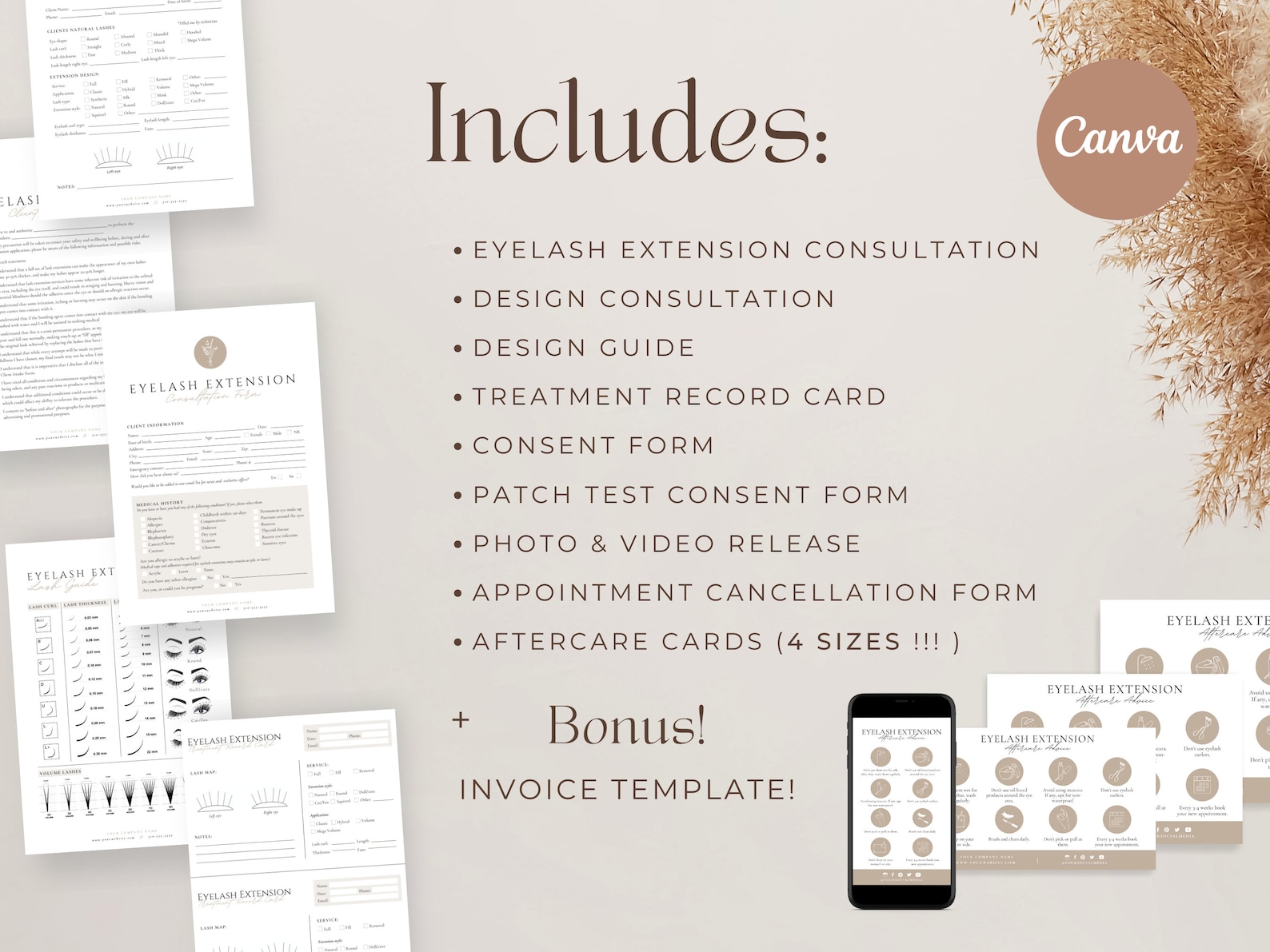 Eyelash Extension Forms - Editable Lash Consent Templates, Lash Tech ...