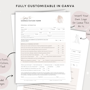 Spray Tan Forms Editable Spray Tan Templates Spray Tanning - Etsy