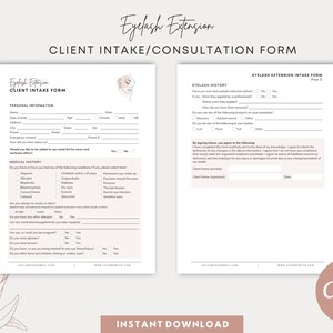Eyelash Extension Forms - Editable Lash Consent Template, Lash Tech ...