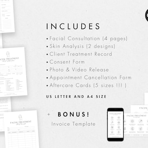 Facial Treatment Forms - Editable Esthetician Templates, Printable ...