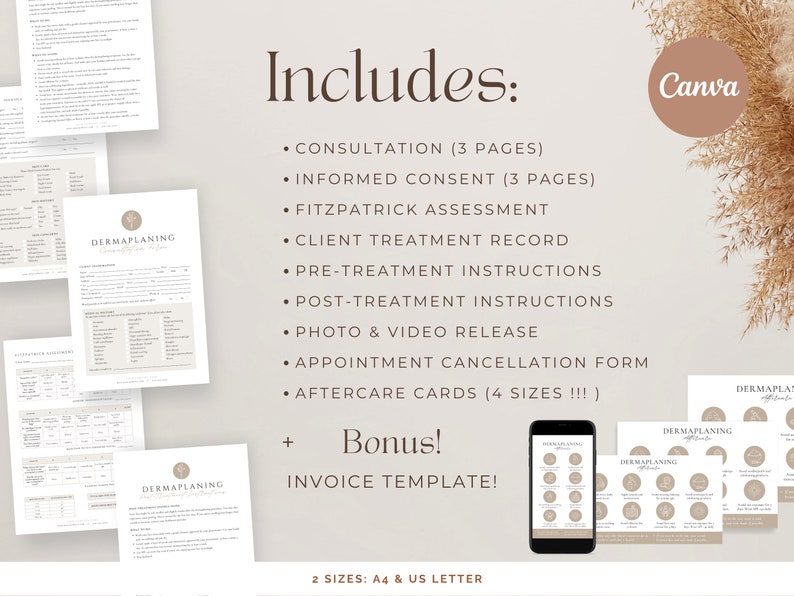Dermaplaning Forms - Editable Esthetician Templates, Dermaplaning ...