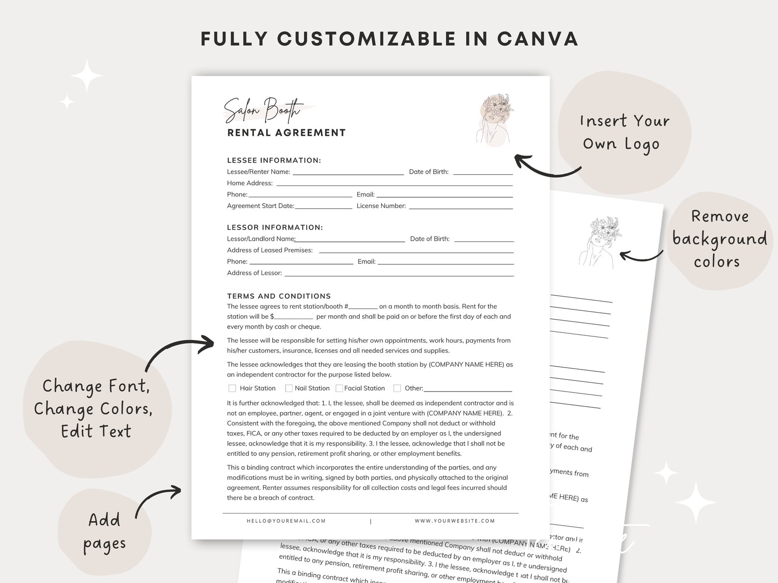 Professional Salon Booth Rental Contract Editable Booth - Etsy