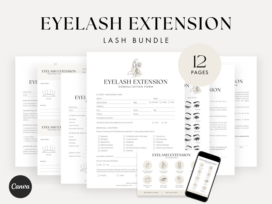 Eyelash Extension Consent Forms - Editable Lash Templates, Lash Tech ...