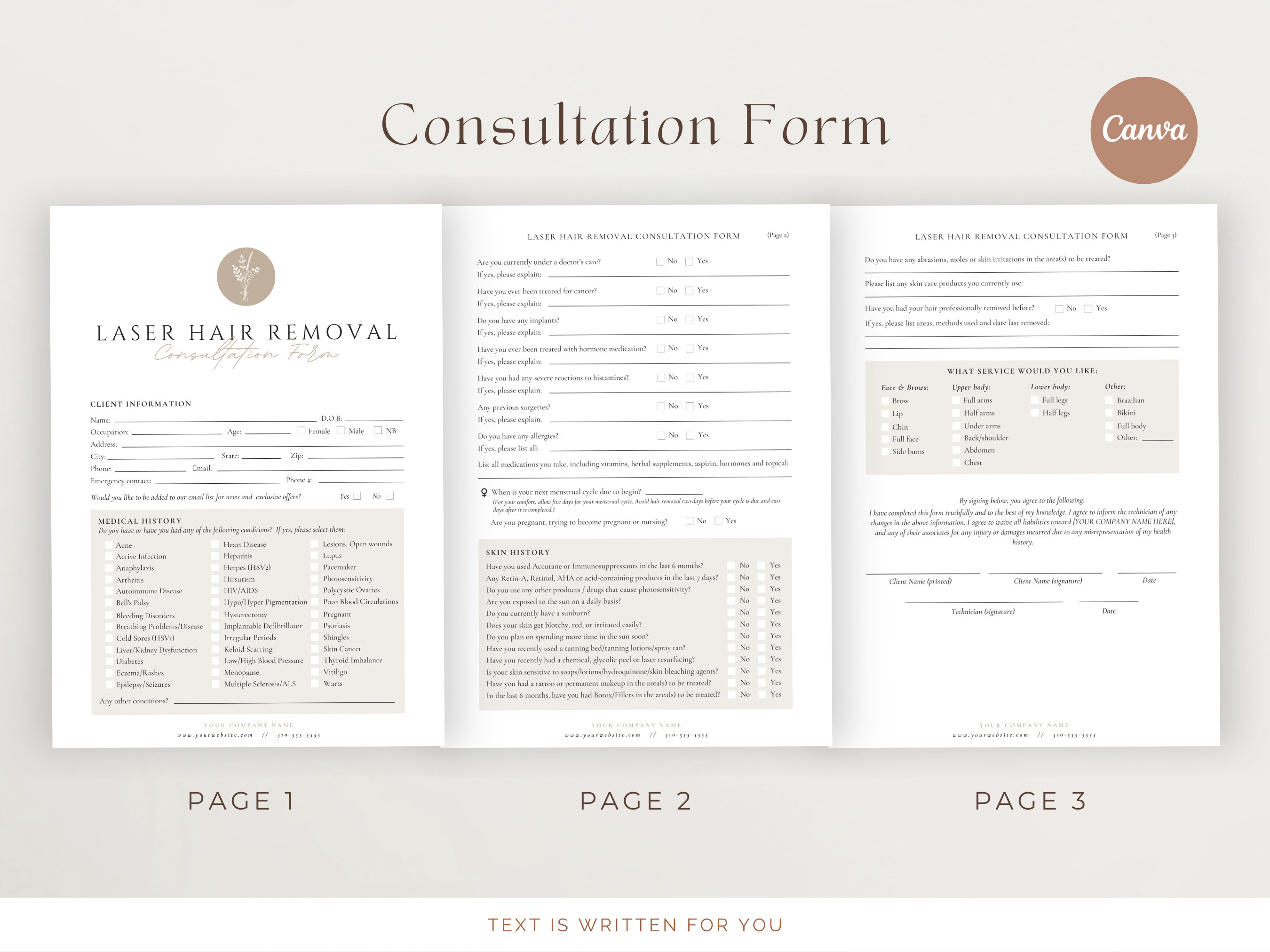 Laser Hair Removal Consent Forms - Laser Hair Reduction Intake ...