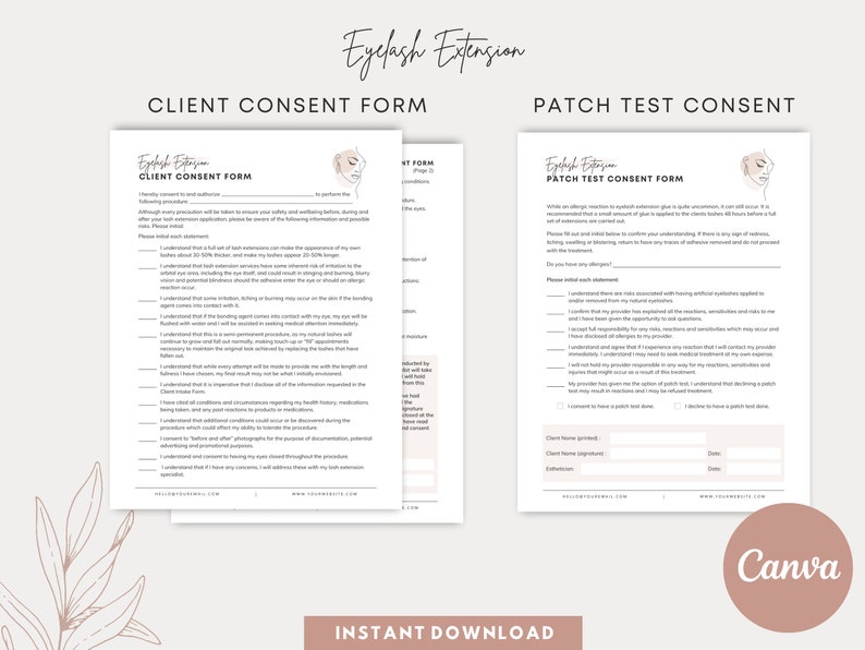 Eyelash Extension Forms - Editable Lash Consent Template, Lash Tech ...