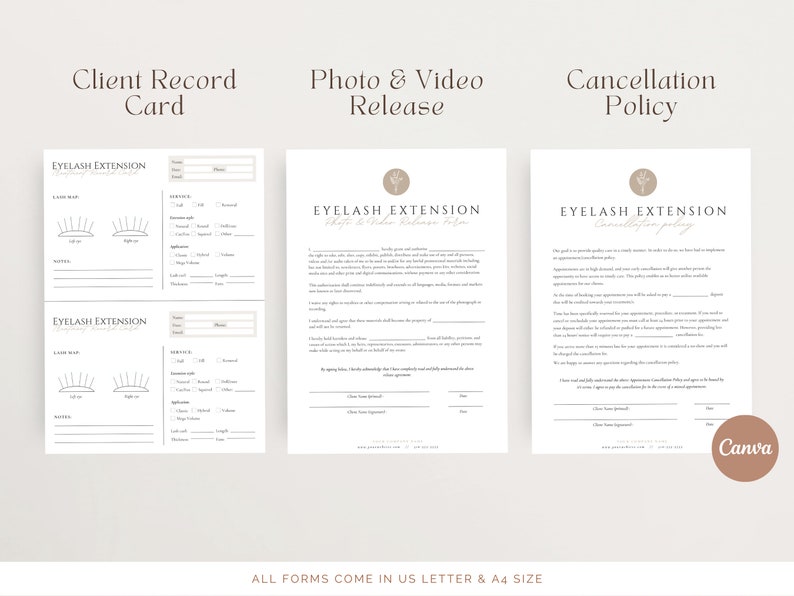 Eyelash Extension Forms - Editable Lash Consent Templates, Lash Tech ...