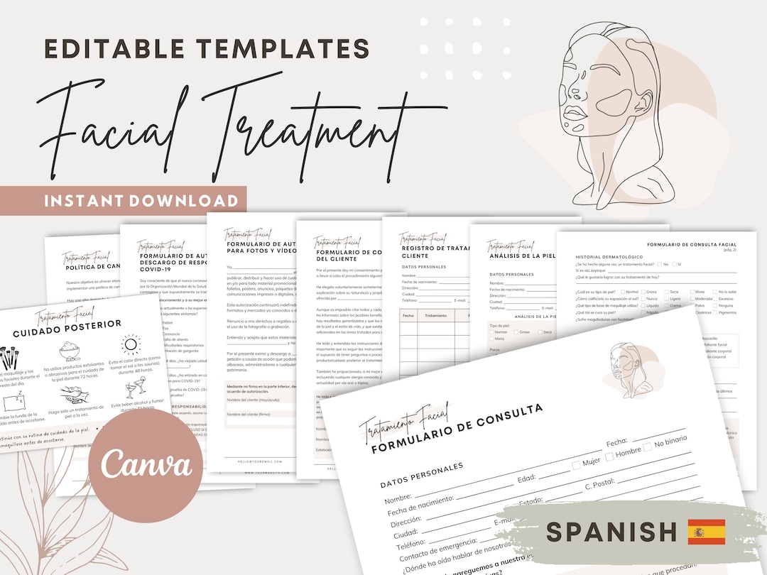 SPANISH (ESPAÑOL) - Facial Treatment Forms - Editable Esthetician ...