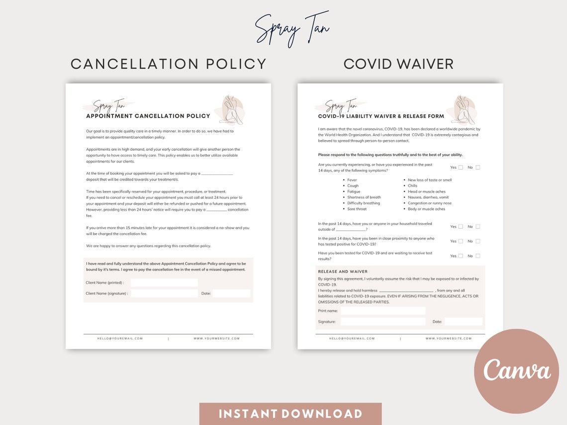 Spray Tan Forms Editable Spray Tan Templates Spray Tanning - Etsy UK