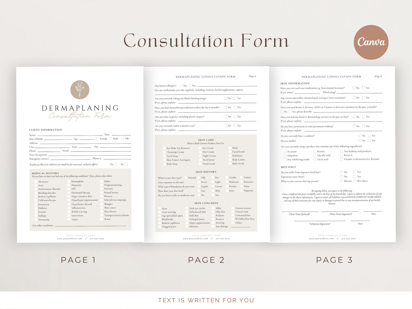 Dermaplaning Forms - Editable Esthetician Templates, Dermaplaning ...