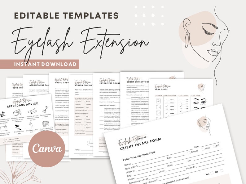 Eyelash Extension Forms - Editable Lash Consent Template, Lash Tech ...