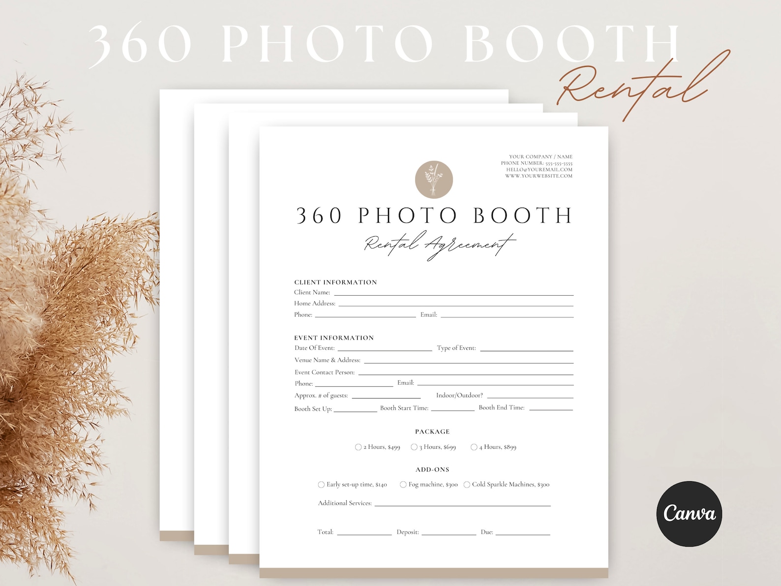 360 Photo Booth Contract Template, Photo Booth Template, Video Booth ...