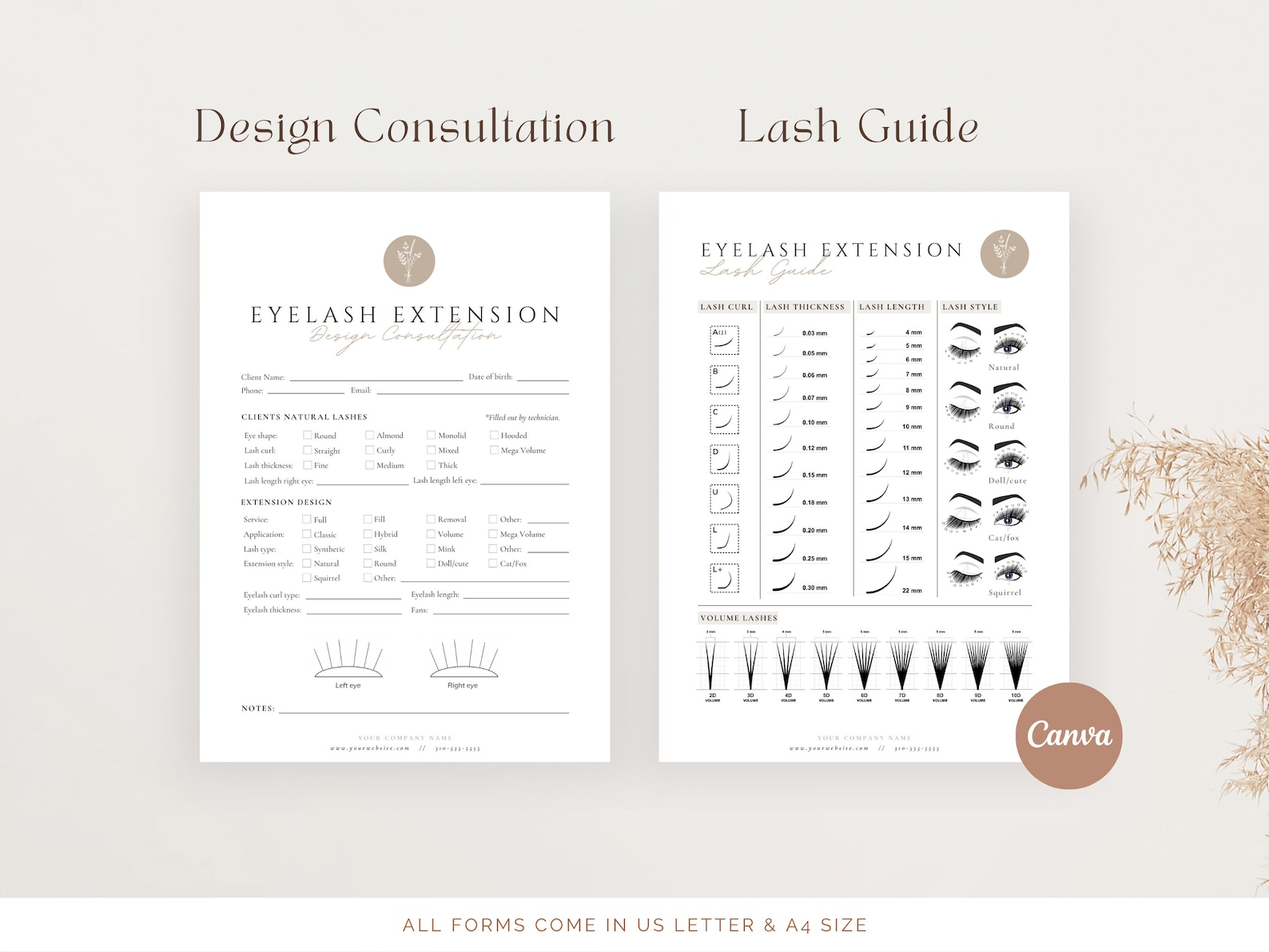 Eyelash Extension Forms - Editable Lash Consent Templates, Lash Tech ...