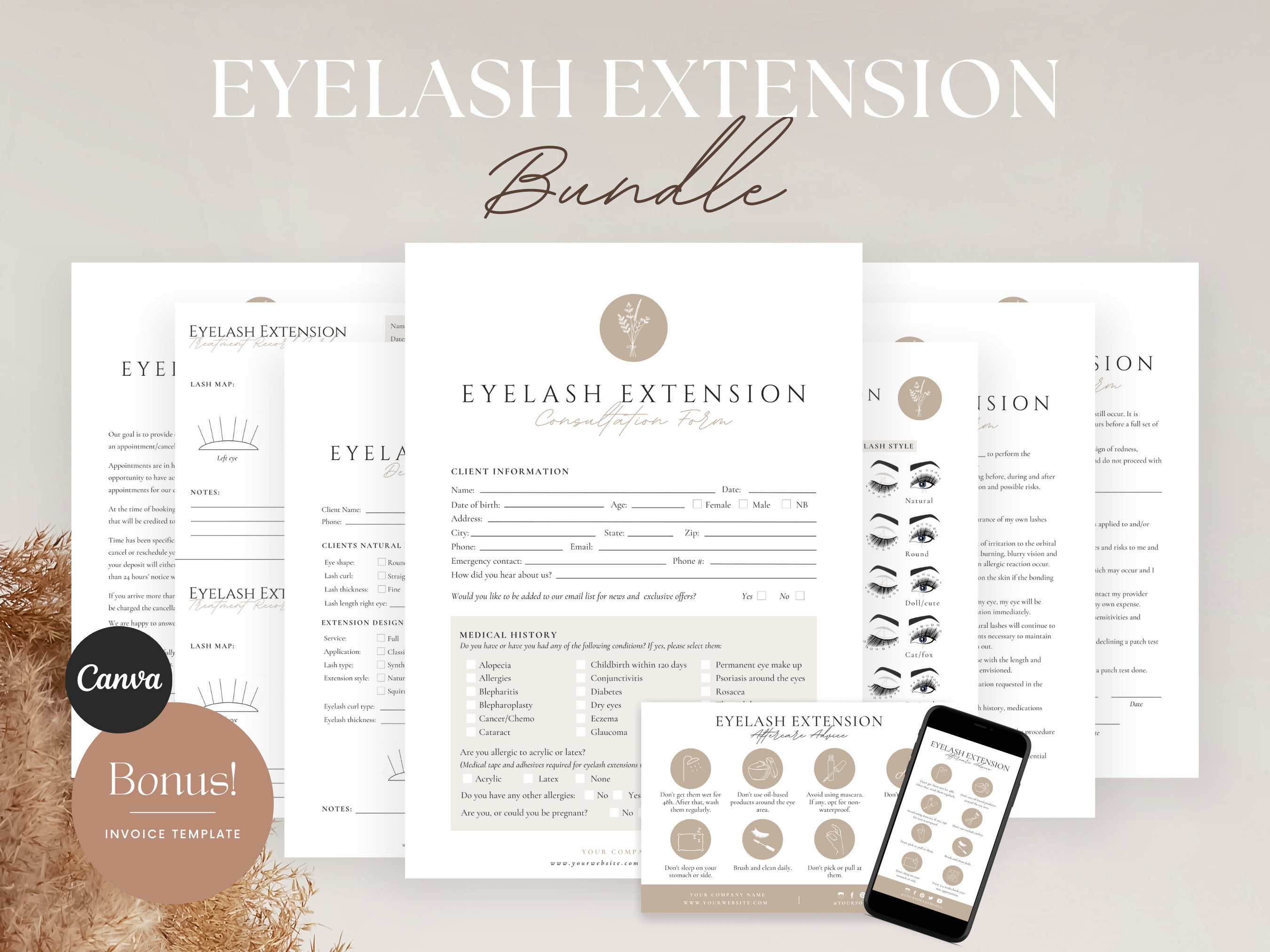 Eyelash Extension Forms - Editable Lash Consent Templates, Lash Tech ...