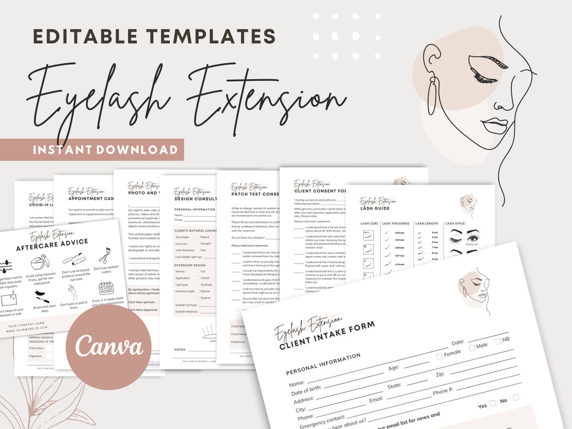 Eyelash Extension Forms Editable Lash Consent Template Lash - Etsy
