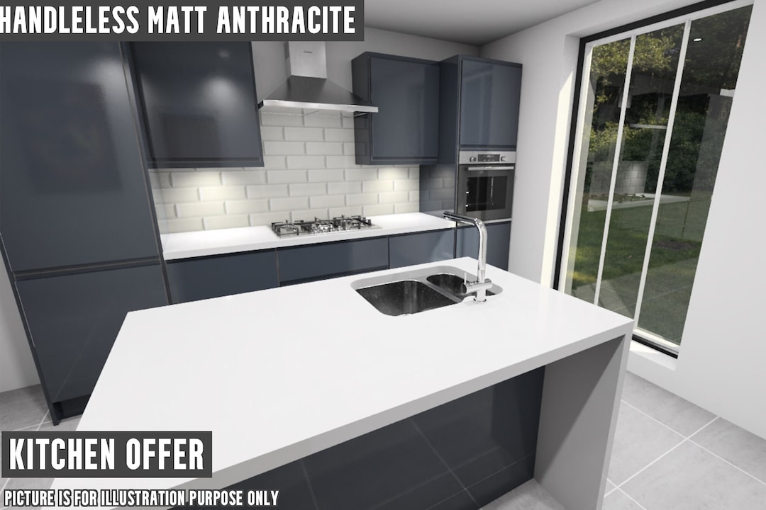 Lucente Gloss Anthracite Handleless Kitchen OFFER - Etsy UK