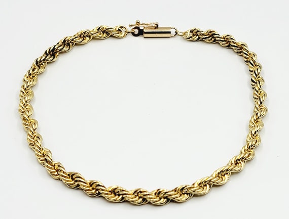 14K Yellow Gold Rope Bracelet 8 Inch. Etsy