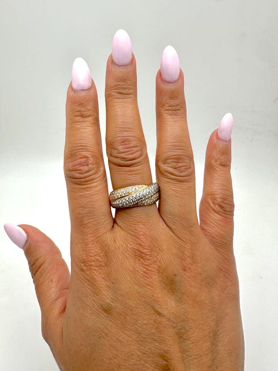 Vintage 18K Yellow Tri-Color Pave Diamond 2.00ct Ring… - Gem