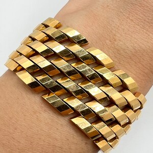 Vintage 18K Yellow Gold Solid 7 Row Link Wide Bracelet Size 7.5 - Etsy