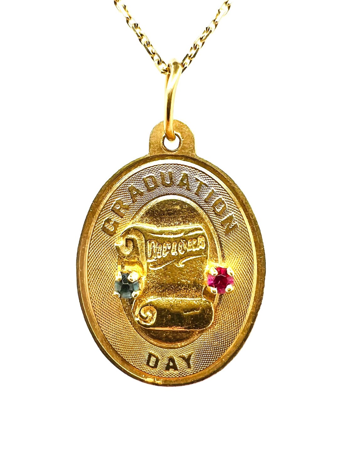14K Yellow Gold Graduation Oval Charm Pendant - Etsy