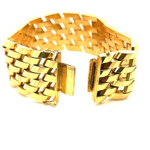 Vintage 18K Yellow Gold Solid 7 Row Link Wide Bracelet Size 7.5 - Etsy