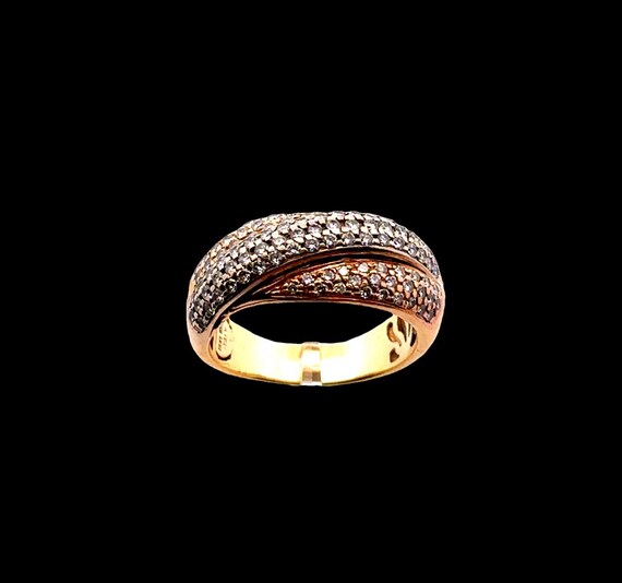 Vintage 18K Yellow Tri-Color Pave Diamond 2.00ct Ring… - Gem