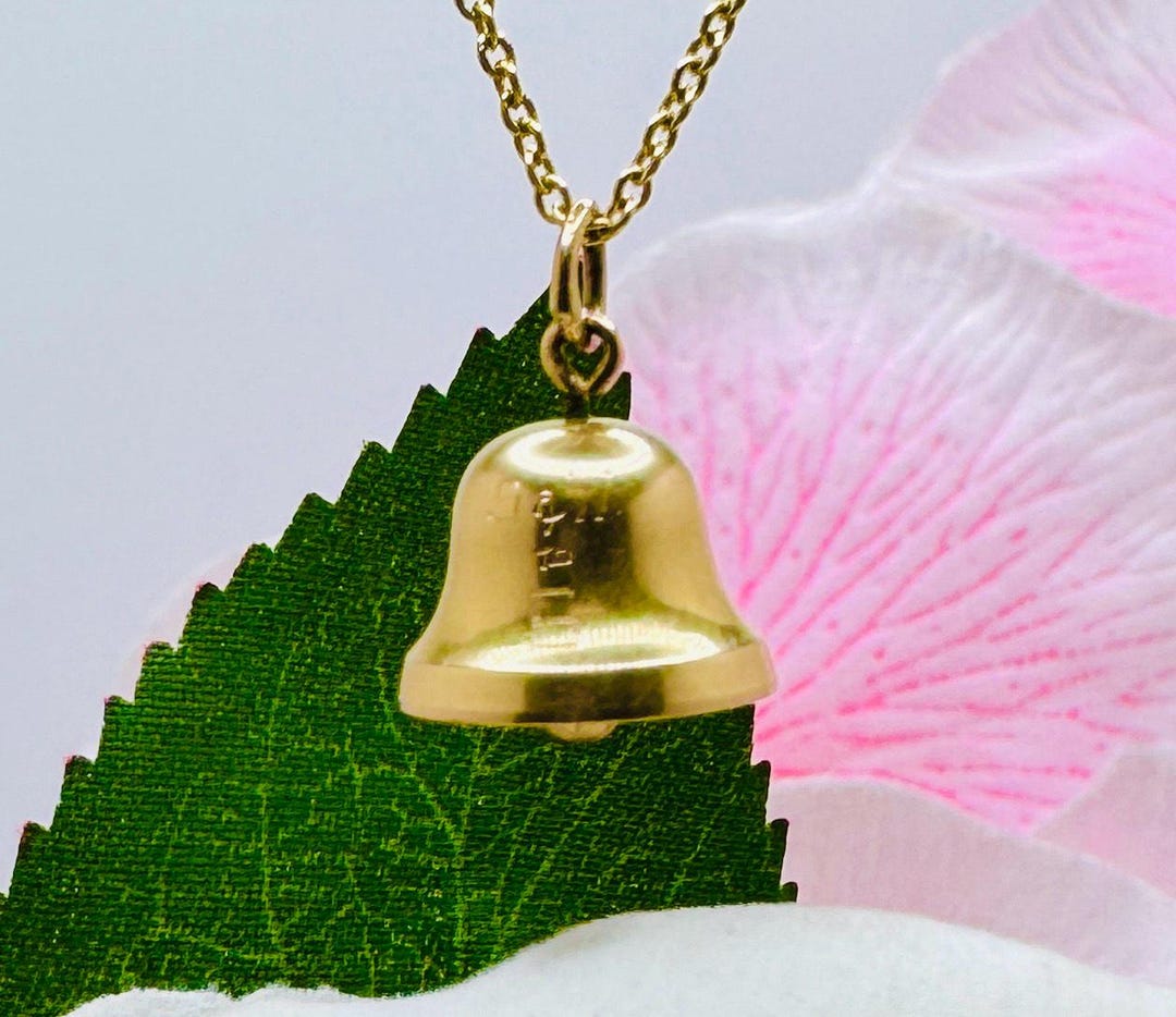 14K Yellow Gold Bell Charm Pendant - Etsy
