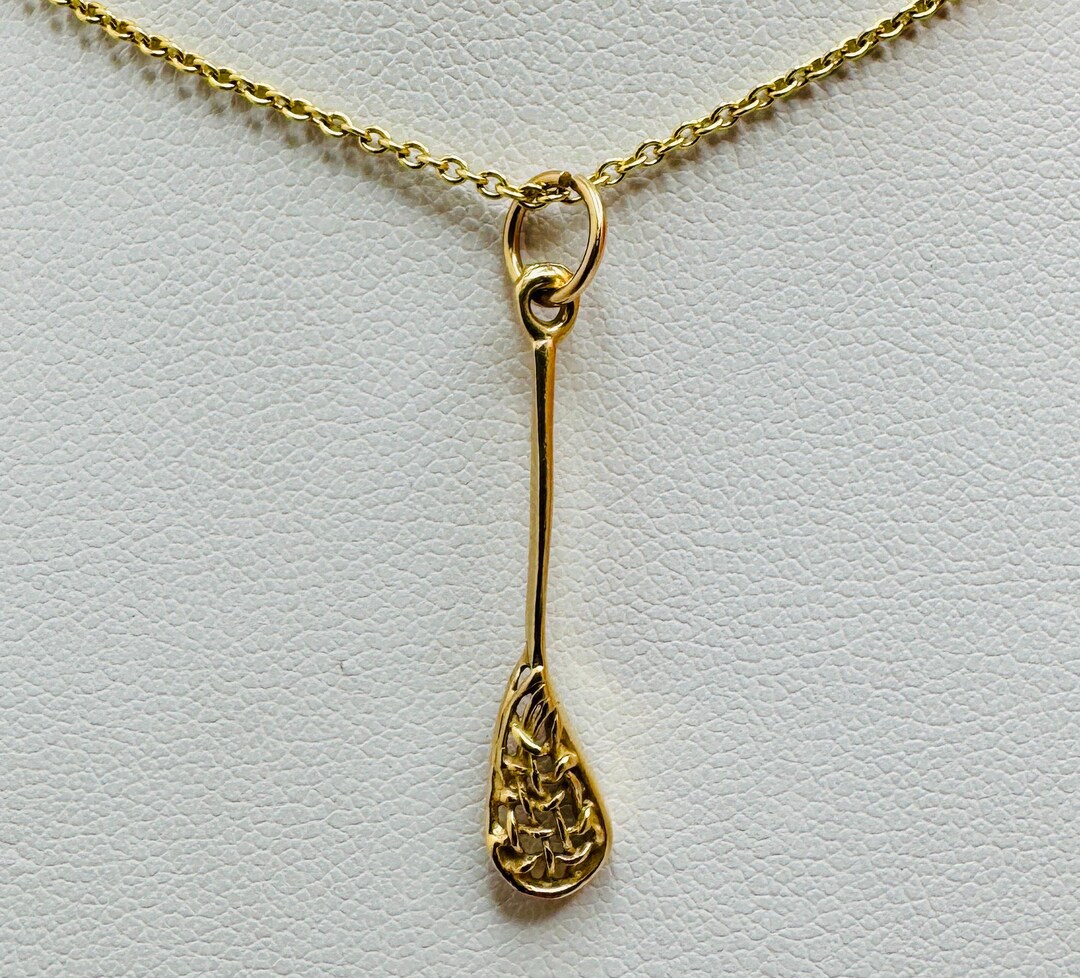 14K Yellow Gold Lacrosse Stick Pendant Charm - Etsy